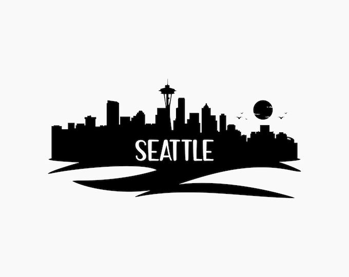 Seattle Skyline Silhouette. Svg Png Eps Dxf Cut Files. - Etsy