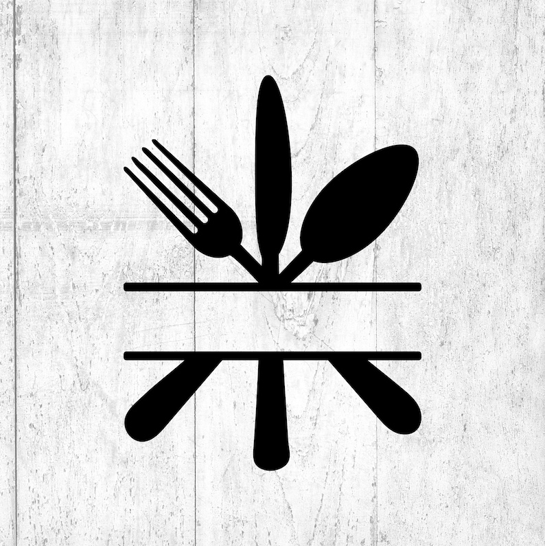 Spoon Fork Knife Split Monogram Frame. Svg Png Eps Dxf Cut - Etsy