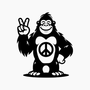 Animals Peace Sign Panda , Gorilla , Chimpanzee. 3 Svg Bundle. Svg Png ...