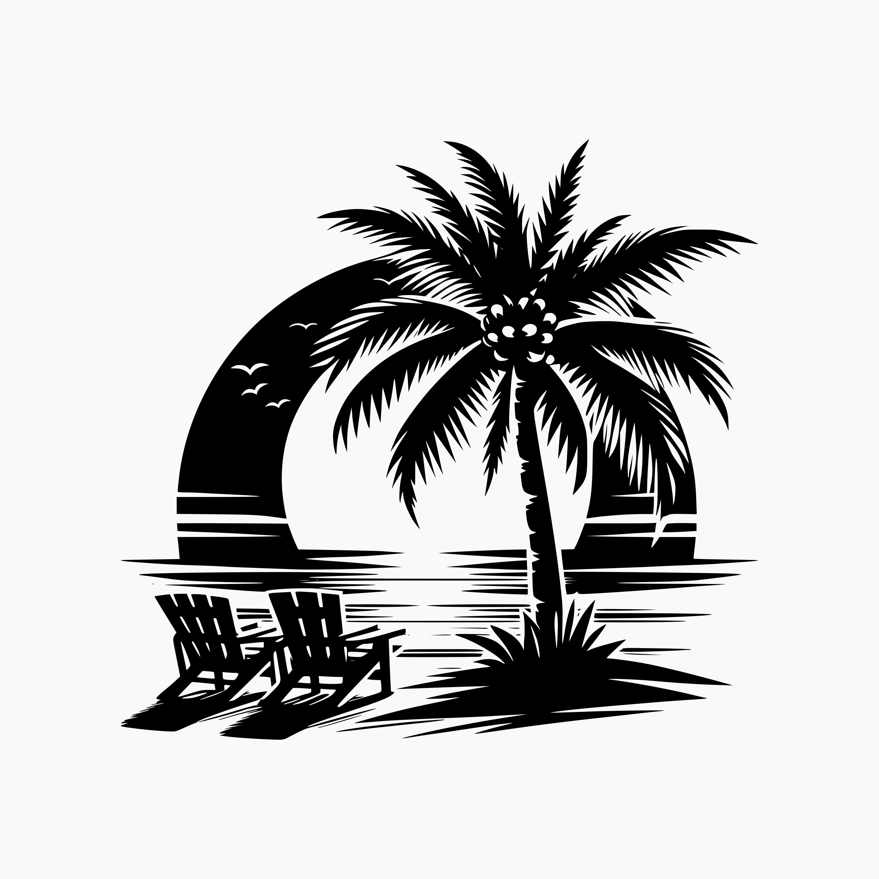 Palm Tree Sunset Beach SVG Bundle (digital Download) - Etsy
