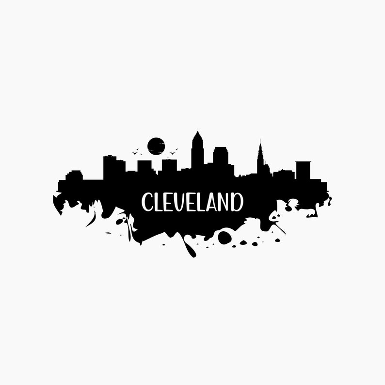 Cleveland Skyline Silhouette. Svg Png Eps Dxf Cut Files. - Etsy
