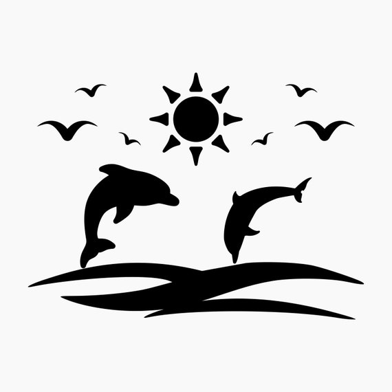 Dolphin Scene. Svg Png Eps Dxf Cut Files. | Etsy