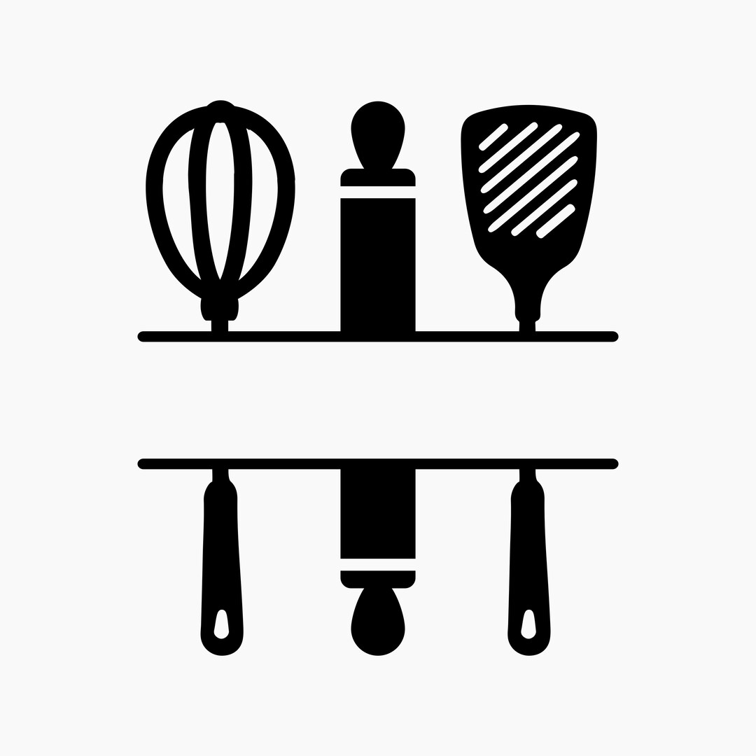 Kitchen Utensils Split Monogram Frame. Svg Png Eps Dxf Cut Files. - Etsy