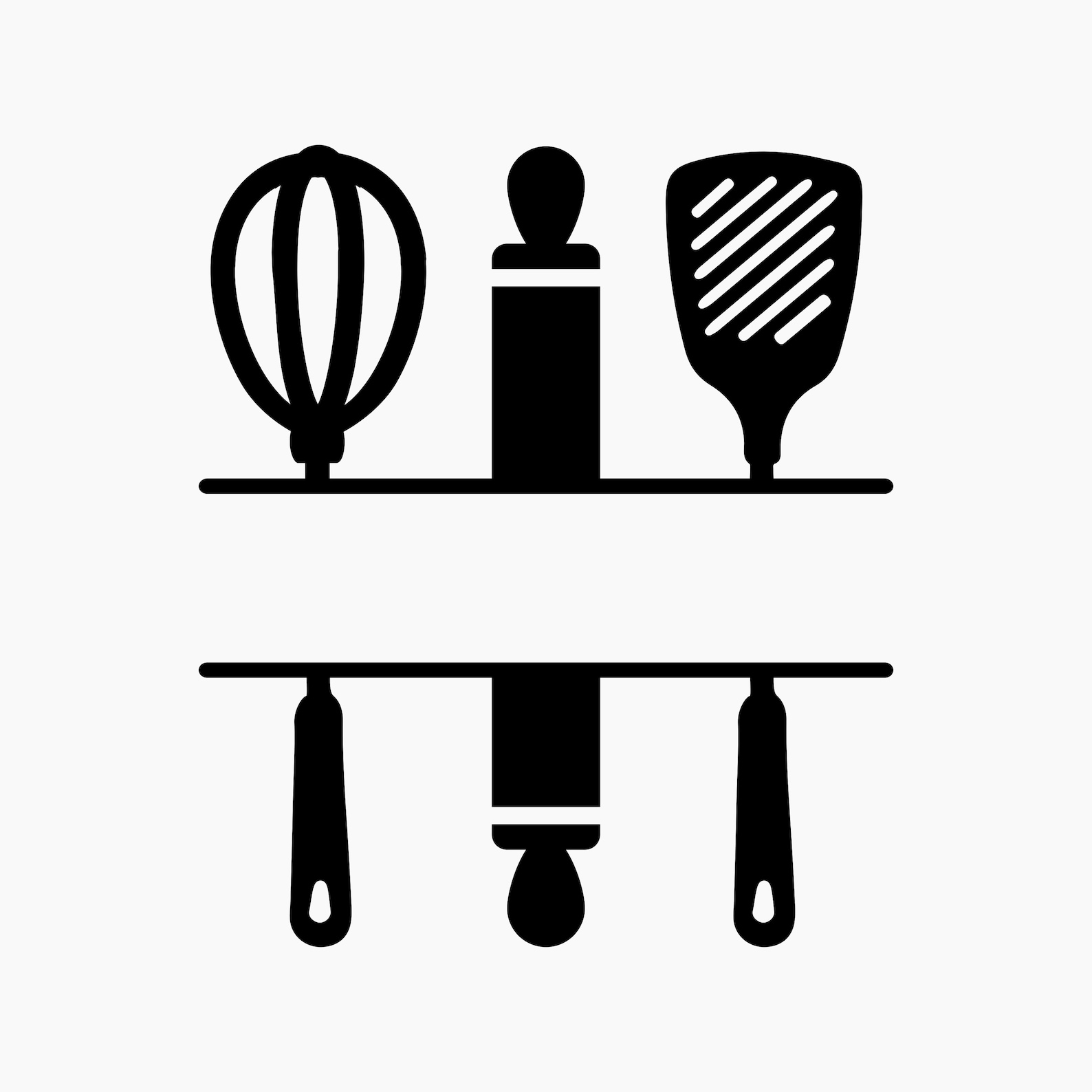 Kitchen Utensils Split Monogram Frame. Svg Png Eps Dxf Cut - Etsy
