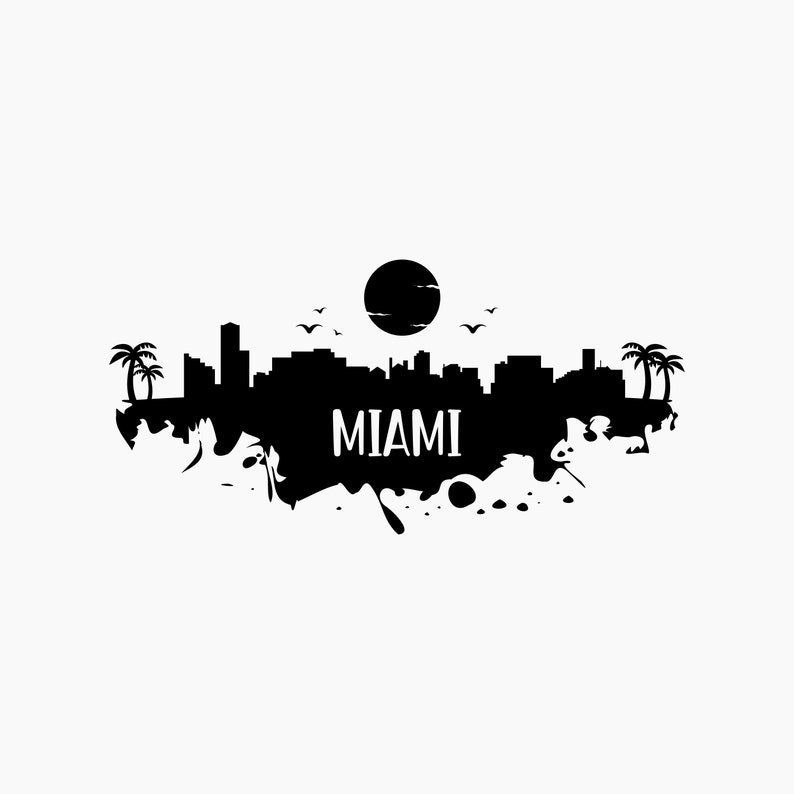 Miami Skyline Silhouette. Svg Png Eps Dxf Cut Files. - Etsy
