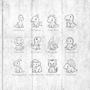 Kawaii Dinosaur SVG Bundle - T-rex, Stegosaurus, Triceratops & More ...