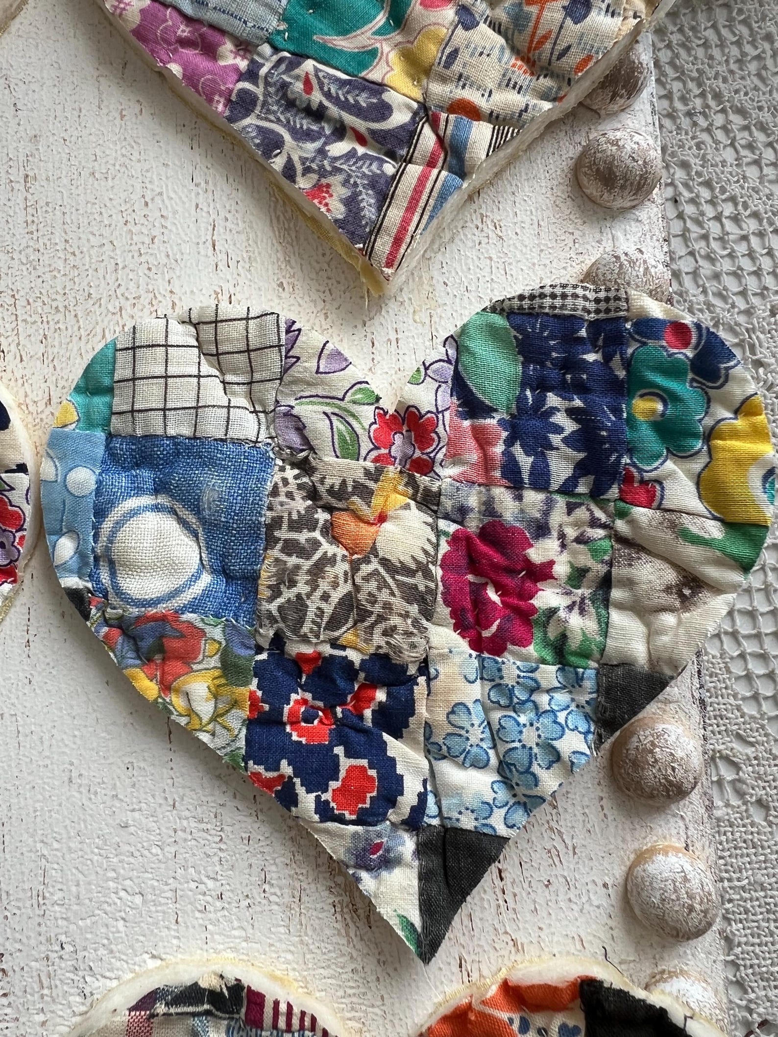 Set of 6 Vintage Heart Appliques, Cutter Quilt Patchwork Die Cuts ...