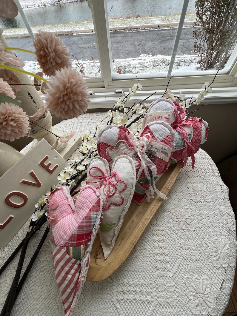 Vintage Quilt Valentine Heart / Table Sitter/bowl Filler/ Pillow Tuck ...