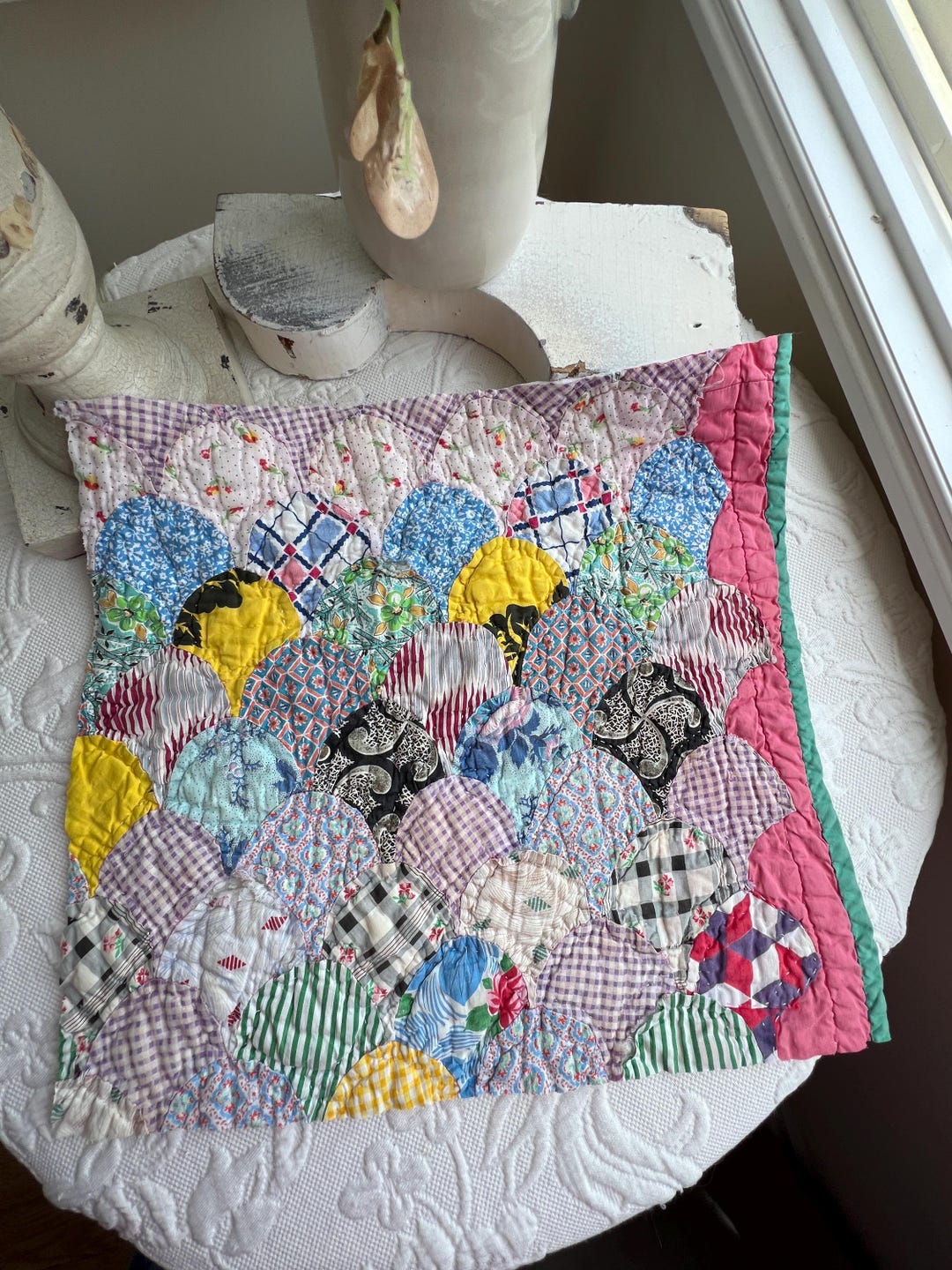 Handmade Vintage Quilt Block for Repurposed Sewing and Crafting Supply ...