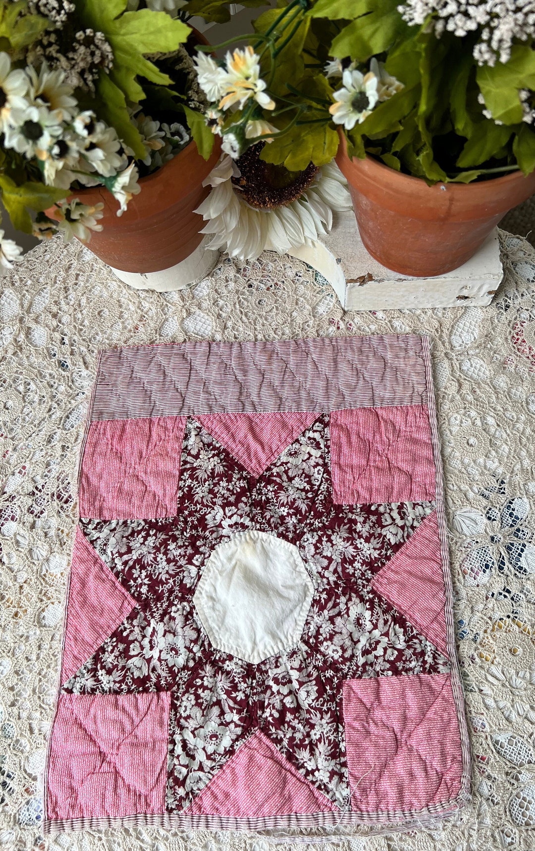 Handmade Vintage Patchwork Cotton Cutter Quilt Piece Olddoll - Etsy