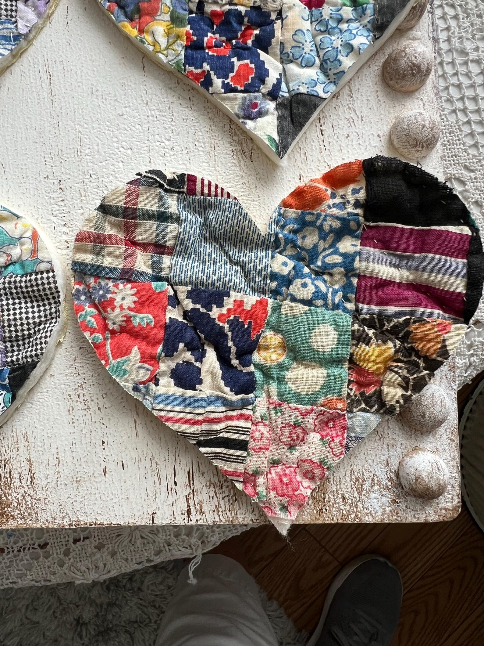 Set of 6 Vintage Heart Appliques, Cutter Quilt Patchwork Die Cuts ...