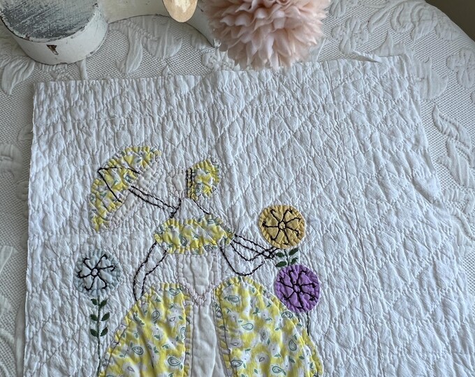 Vintage Cutter Quilt Piece - Hand Embroidered Block From the Past ...