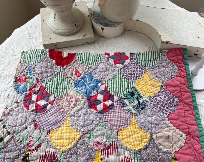 Handmade Vintage Quilt Block for Repurposed Sewing and Crafting Supply ...