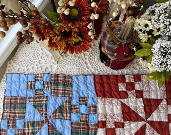 Vintage Cutter Quilt Piece - Feedsack Print Patchwork Block for ...
