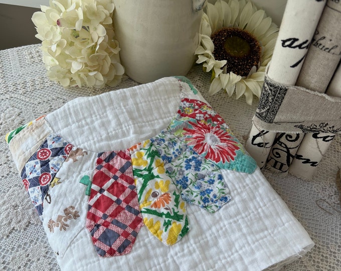 Vintage Cutter Quilt Piece/ Cotton Dresden Plate / Patchwork Block ...
