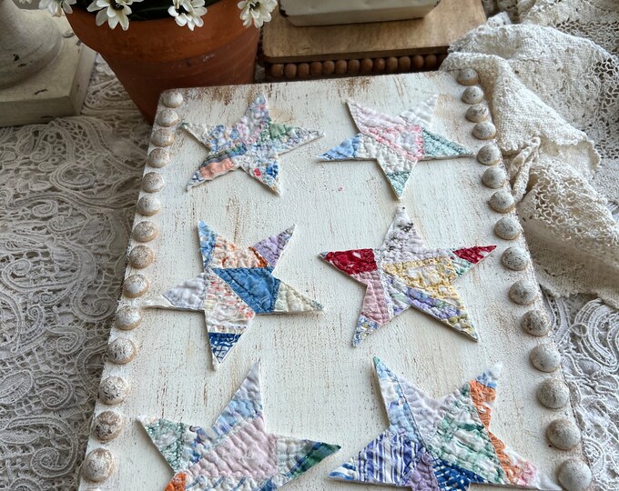 Set of 6 Vintage Star Appliques Cutter Quilt Patchwork Die Cuts ...