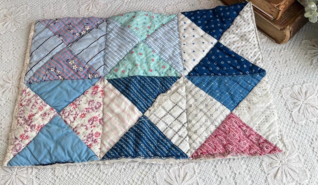 Vintage Cutter Quilt Piece for Repurposing - a Handmade Patchwork Scrap ...