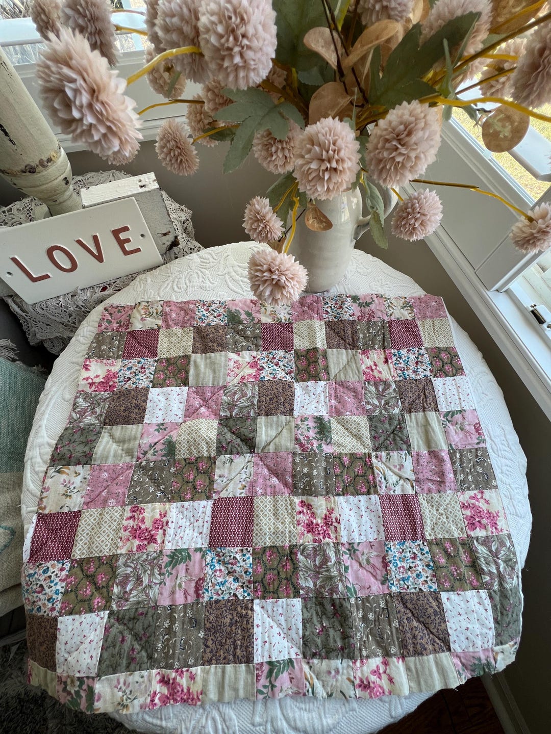 Handmade Vintage Quilt Block for Repurposed Sewing and Crafting Supply ...