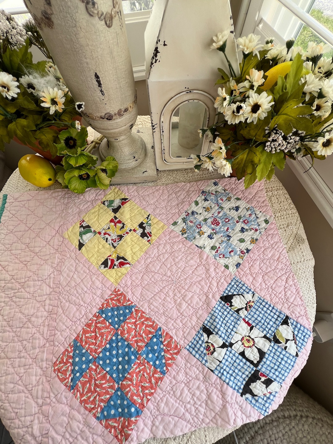 Vintage Cutter Quilt Piece Cotton Quilt Vintage Handmade Craft Quilted ...