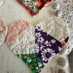 Set of 6 Vintage Heart Appliques, Cutter Lone Star Quilt Patchwork Die ...