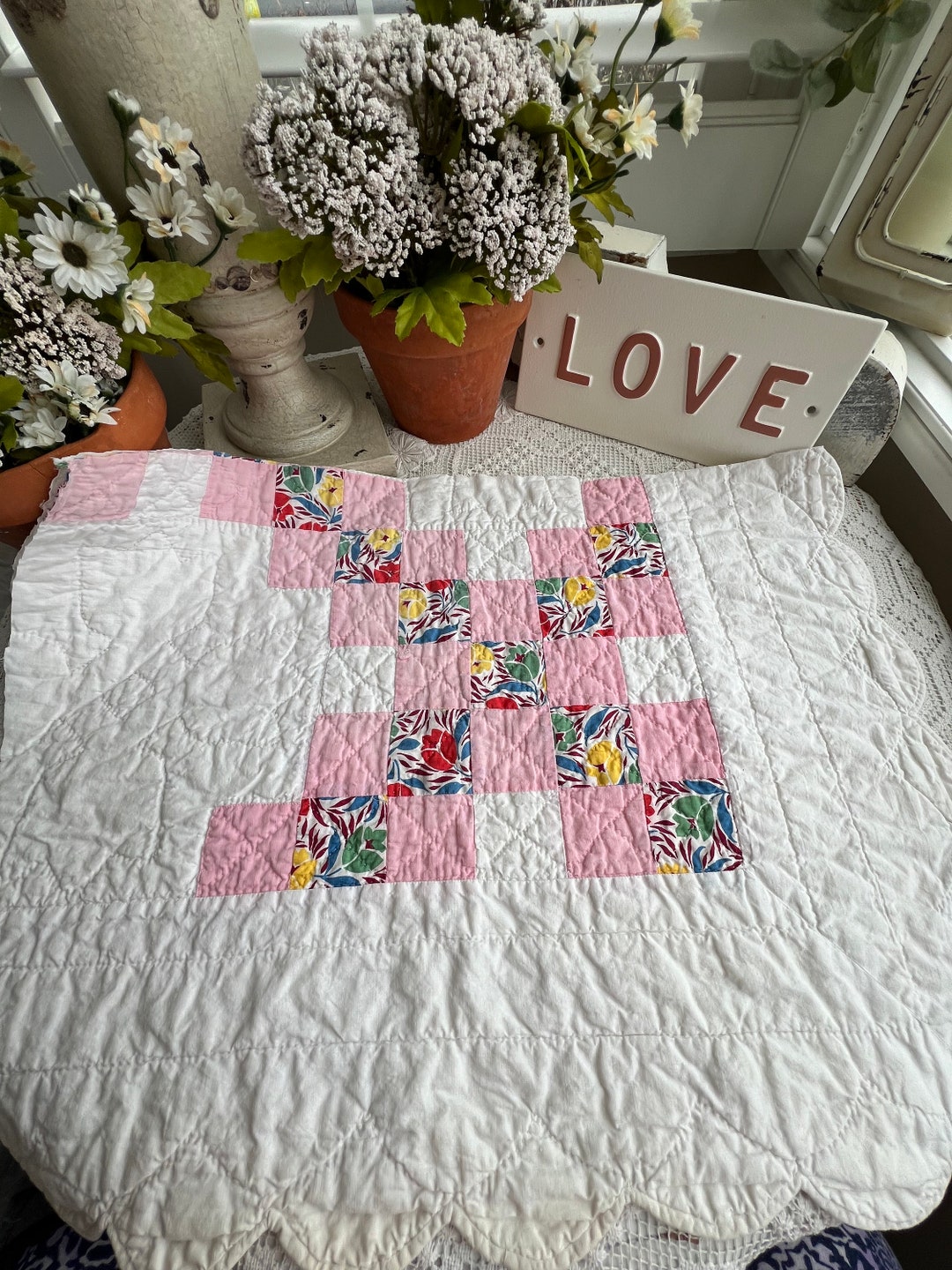 Handmade Vintage Patchwork Cotton Cutter Quilt Piece /quilt Vintage ...