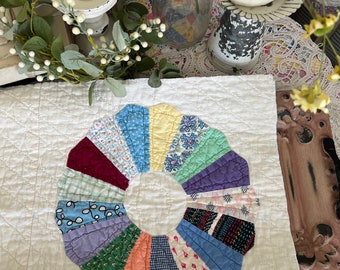 Vintage Cutter Quilt Square Handmade Feedsack Print Patchwork Pattern ...