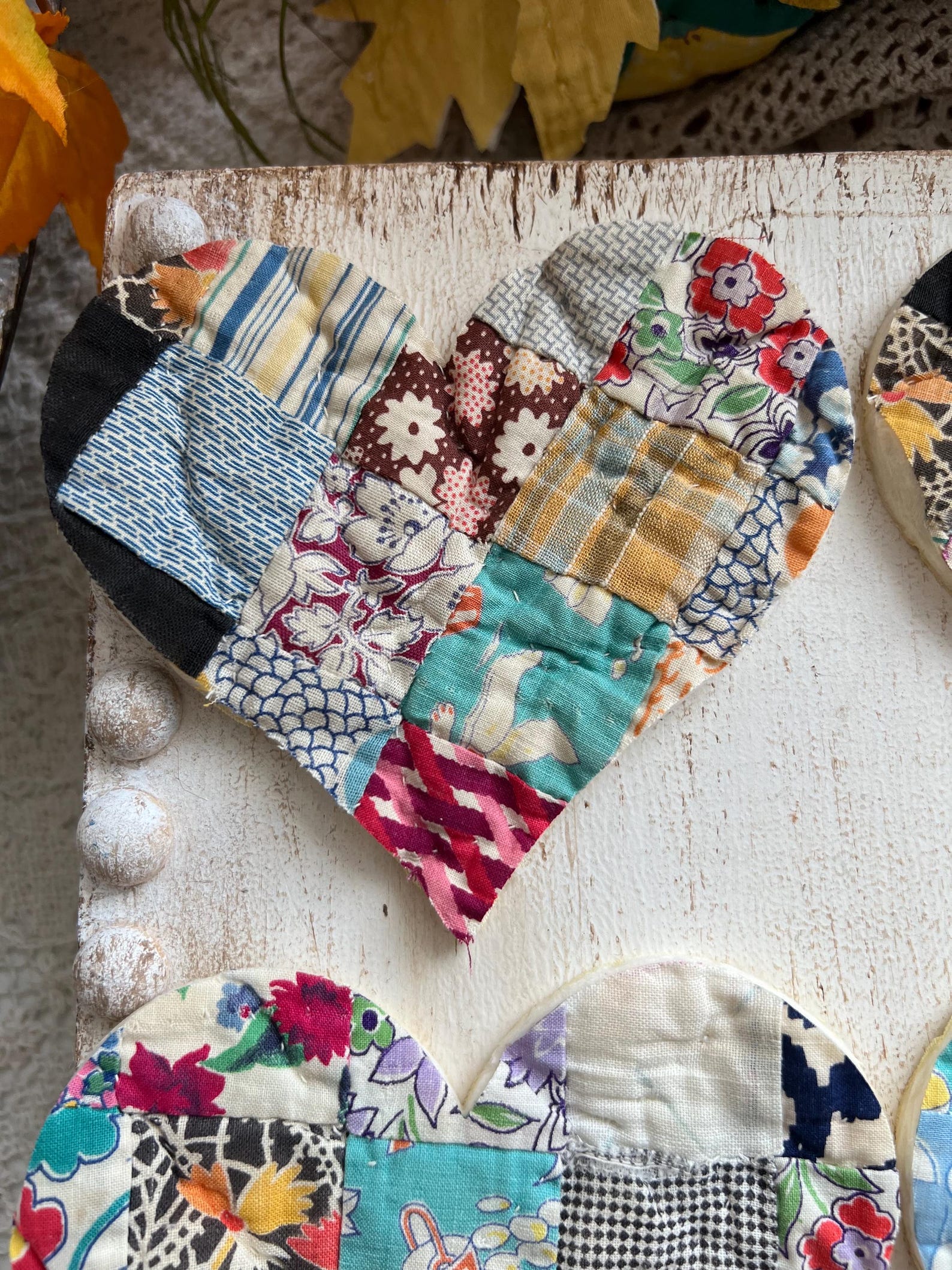 Set of 6 Vintage Heart Appliques, Cutter Quilt Patchwork Die Cuts ...