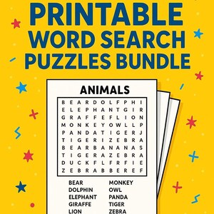 50 Fun Printable Word Search Puzzles Bundle – PDF Game | Educational ...