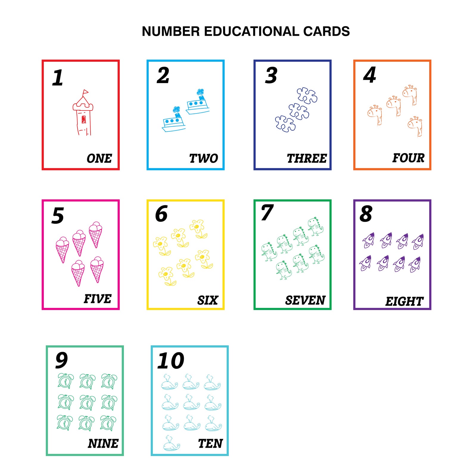 NUMBER FLASH Cards/childcare Center Printable Cards / Educational ...