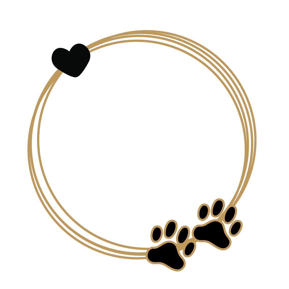 Dog Cat Pet Circle Round Frame Border Paw Print Puppy Pup | Etsy