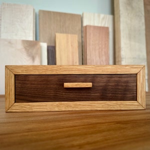 Handcrafted Oak and Walnut Wood Drawer Keepsake Box Handmade Wooden ...