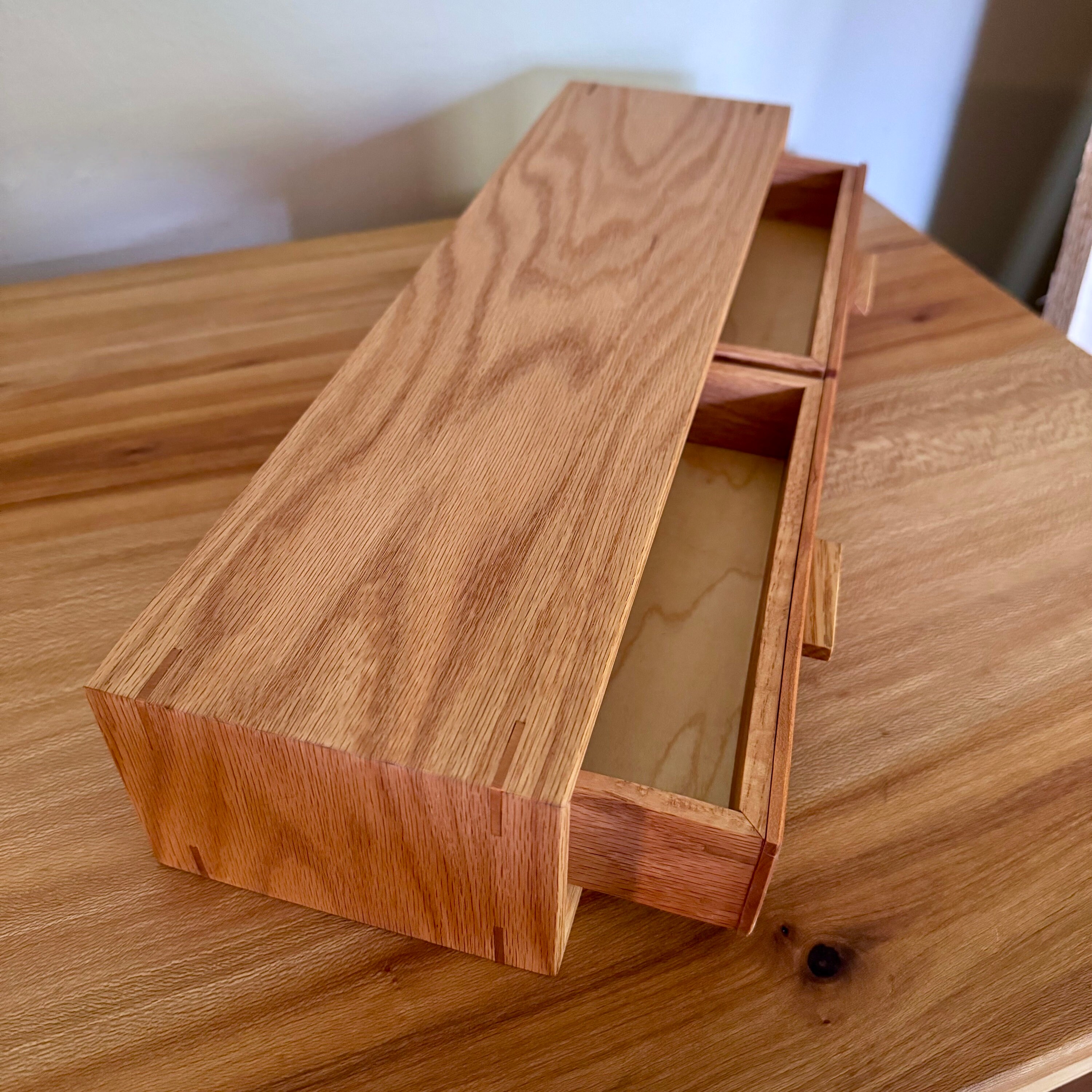 Handcrafted Oak and Cherry Wood Drawer Double Drawer Box Wood Jewelry ...