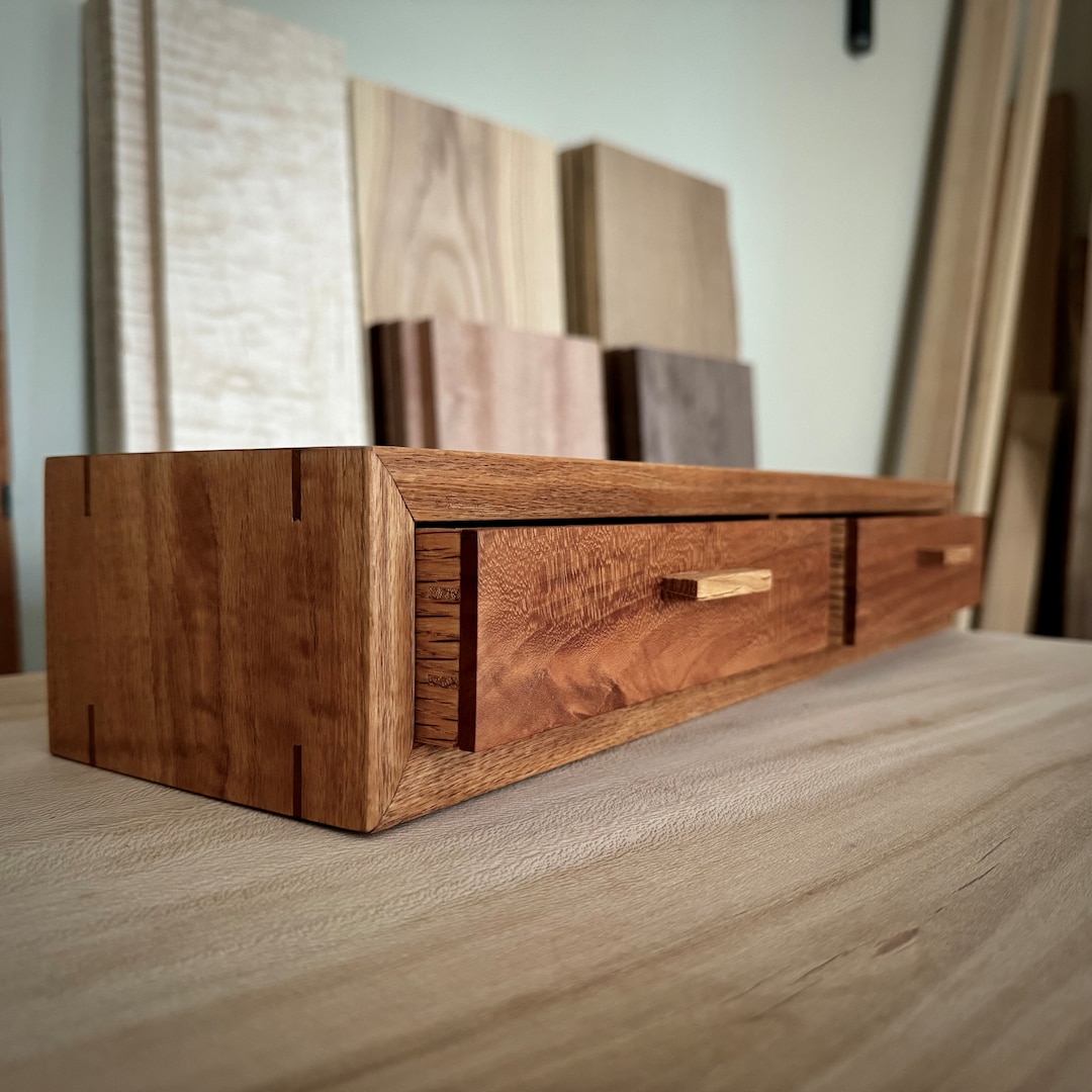 Handcrafted Oak and Cherry Wood Drawer Double Drawer Box Wood Jewelry ...