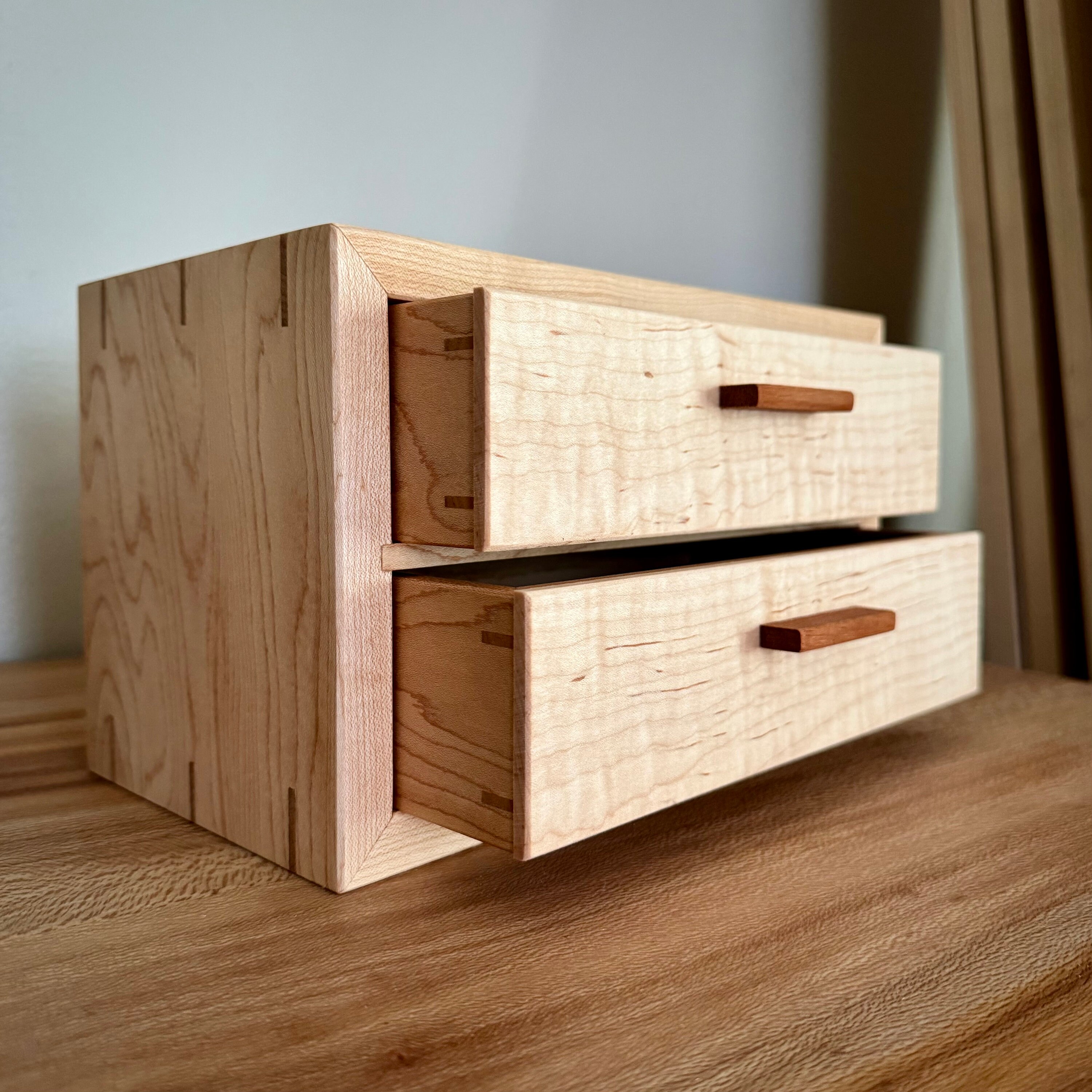 Handcrafted Maple Double Drawer Box - Jewelry Storage - Desk Organizer ...