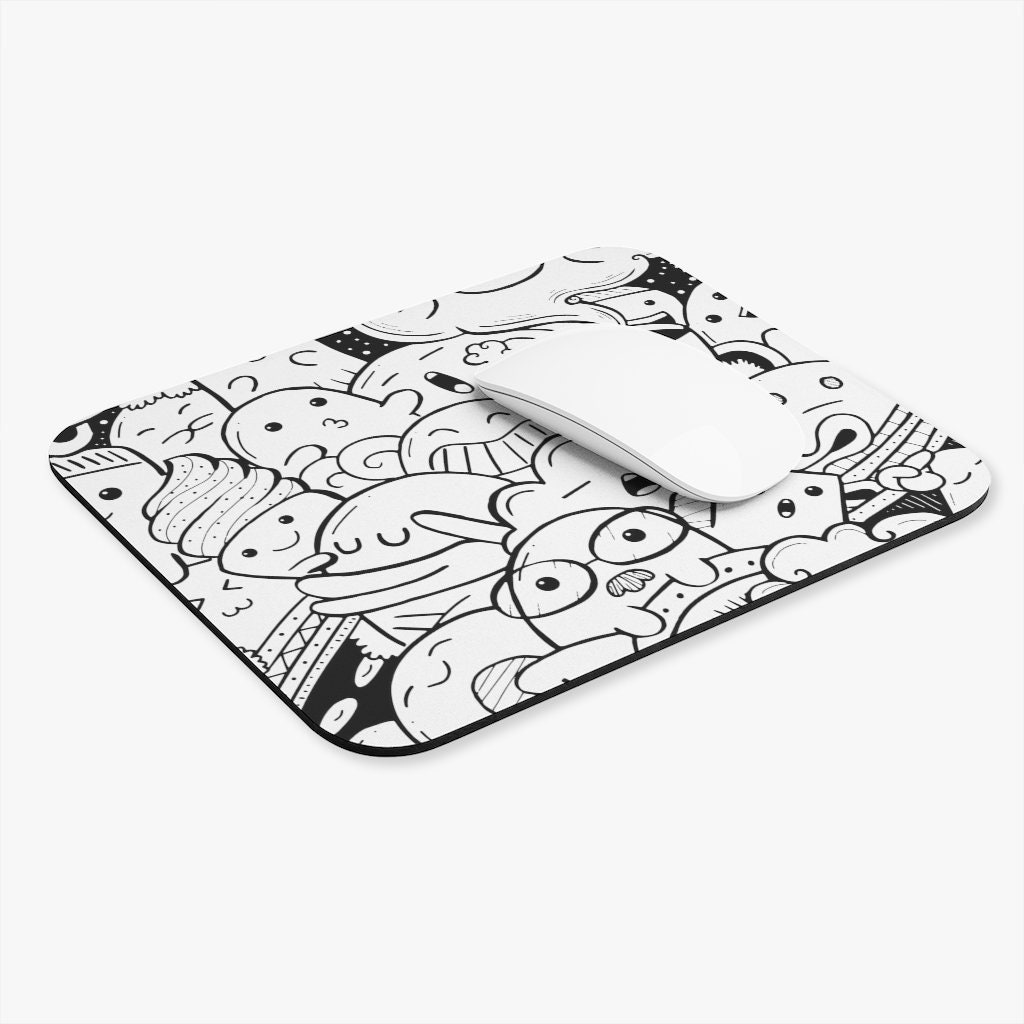 Cutest Cartoon Mousepad Gift for Cartoon Lover Doodle Desk Decor ...