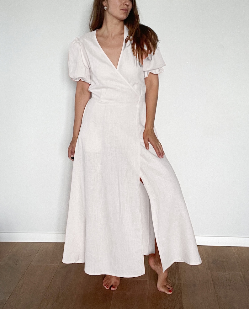 Linen Wedding Dress LUNA, White Linen Dress, Boho Wedding Dress, Rustic ...