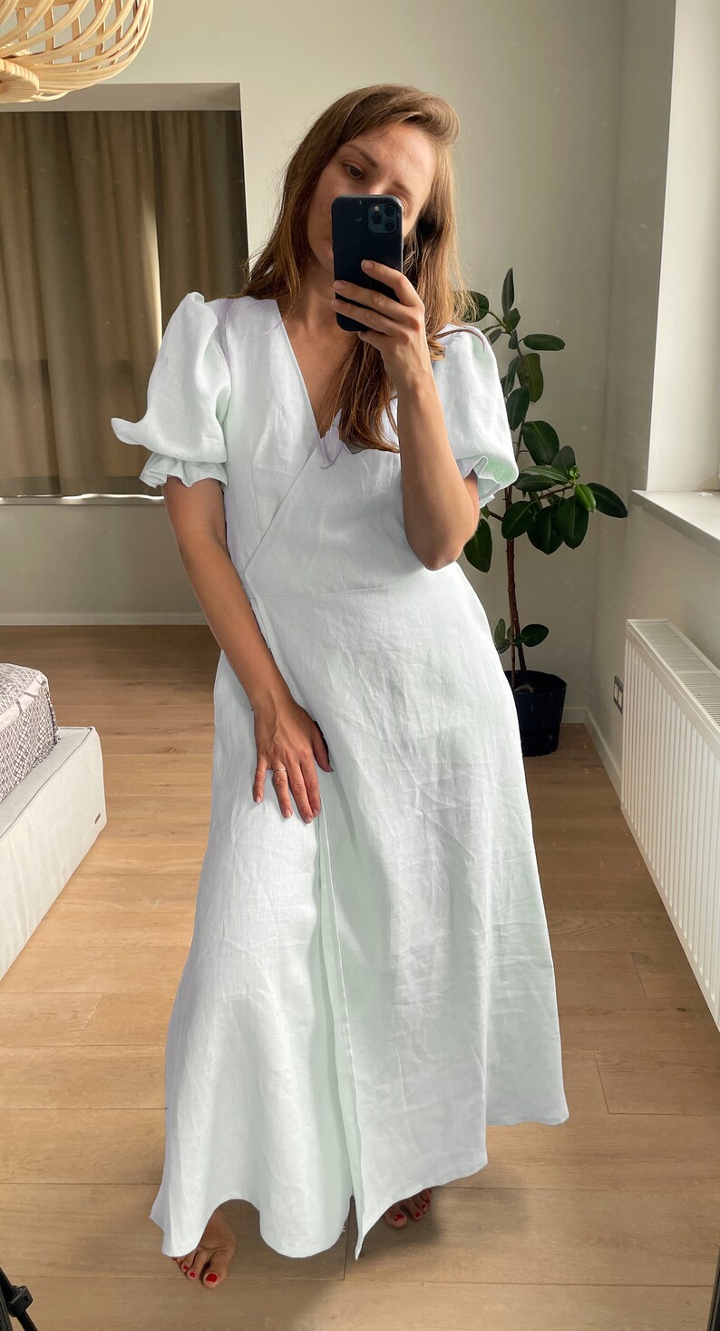 Linen Wedding Dress LUNA, White Linen Dress, Boho Wedding Dress, Rustic ...