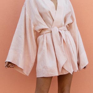 Linen Wrap Dress,white Robe,linen Tunic,short Linen Dress,boho Kimono ...