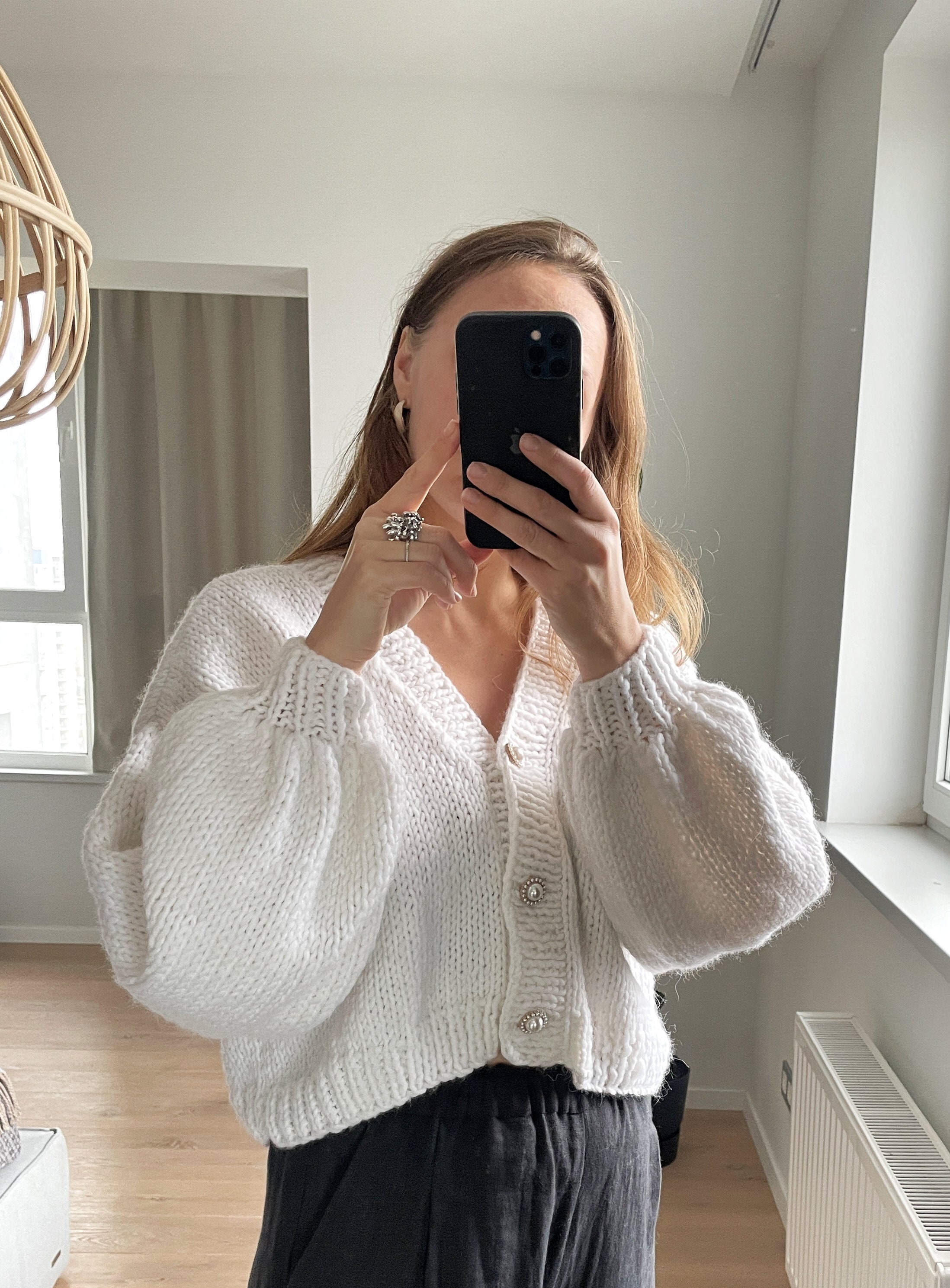 White Cardigan Hand Knit Cardigan Mother's Day Gift Chunky Cardigan ...