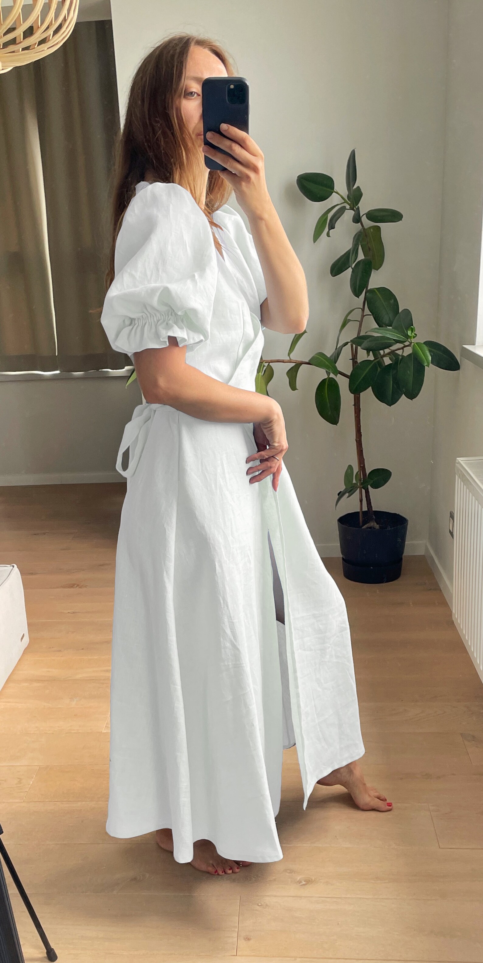 Linen Wedding Dress LUNA, White Linen Dress, Boho Wedding Dress, Rustic ...