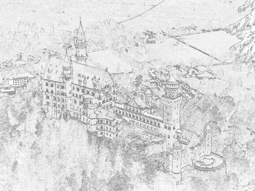 German Adult Coloring Page of Castle Neu-schwanstein. Intricate ...