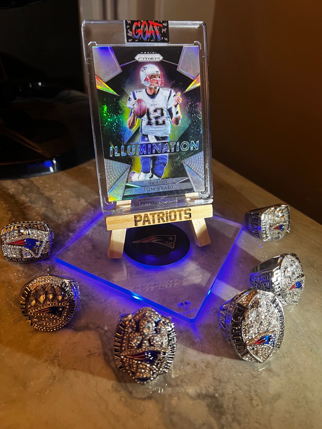 Tom Brady 2018 Prizm Illumination Insert Bundle With 6 Super Bowl Ring ...