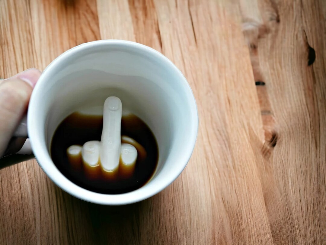 White Middle Finger Mug Coffee and Milk Cup With a Creative Design ...