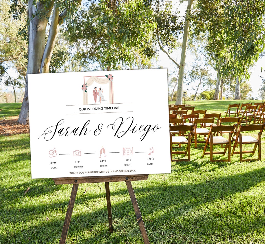 Beige Wedding Timeline Sign Template for a Memorable Big Day, Perfect ...