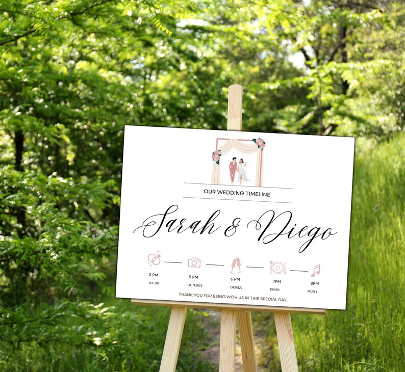 Beige Wedding Timeline Sign Template for a Memorable Big Day, Perfect ...