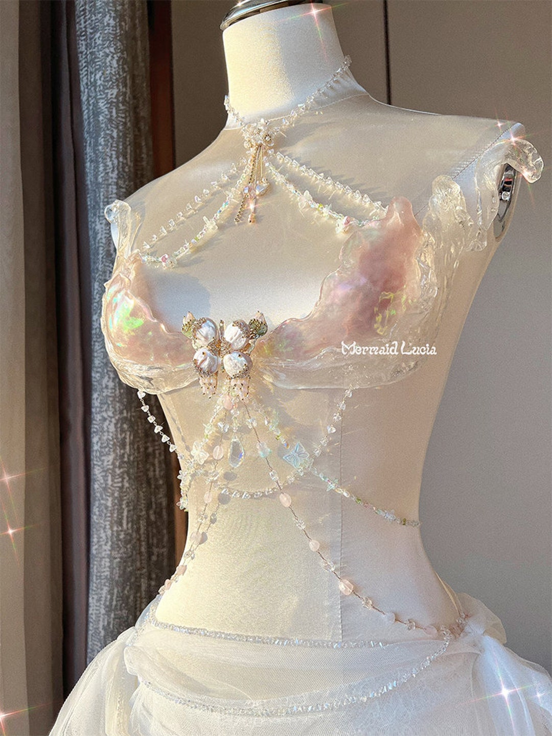 Pink Forest Sprite Resin Mermaid Corset Bra Top Cosplay Costume Patent ...