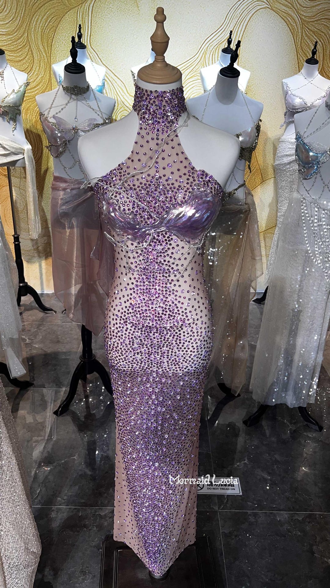 Purple Gemstone Enchantment Resin Mermaid Corset Bra Top Patent ...