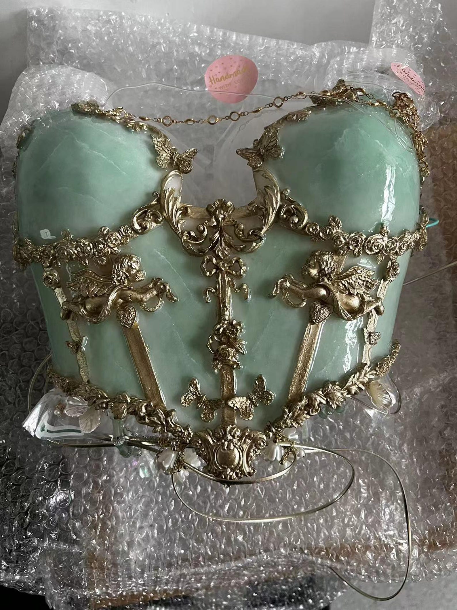 Sage Mint Green Marble Resin Mermaid Corset Bra Top Cosplay Costume ...