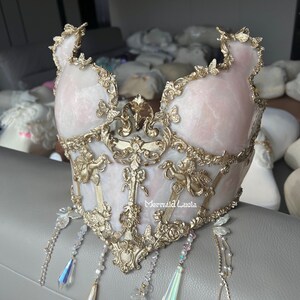Pink Marble Color Resin Mermaid Corset Bra Top Cosplay Costume Patent ...