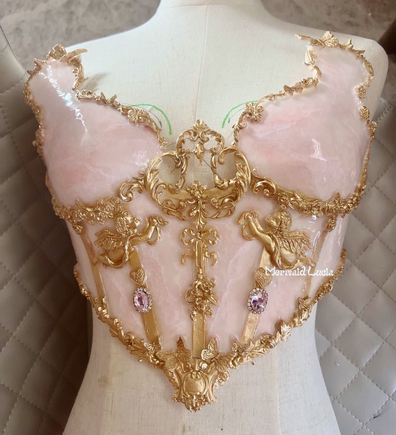 Pink Marble Color Resin Mermaid Corset Bra Top Cosplay Costume - Etsy UK